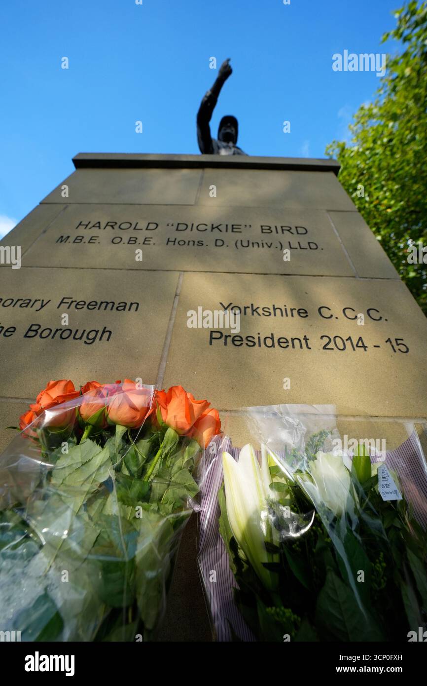 Tributes in Barnsley at the statue of former Test umpire Harold ‘Dickie ...