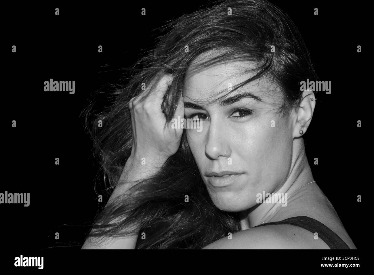 Hair blown in face by wind hi-res stock photography and images - Alamy