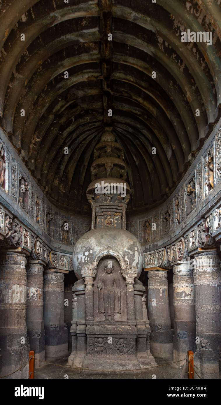 Ancient Chaitya Hall with Grand Stupa Stock Photo - Alamy