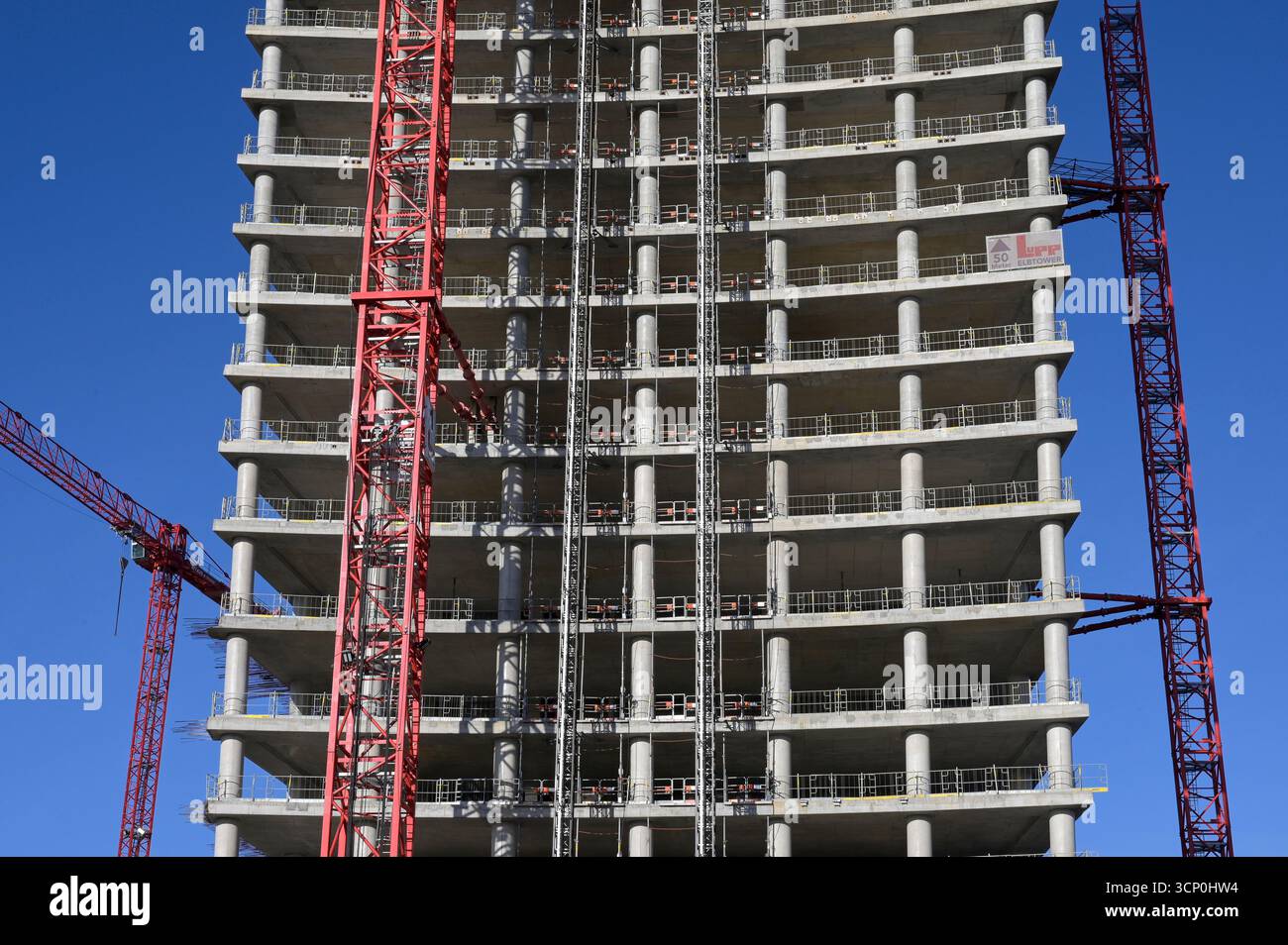 GERMANY Hamburg, abandoned construction site of elbtower building of ...