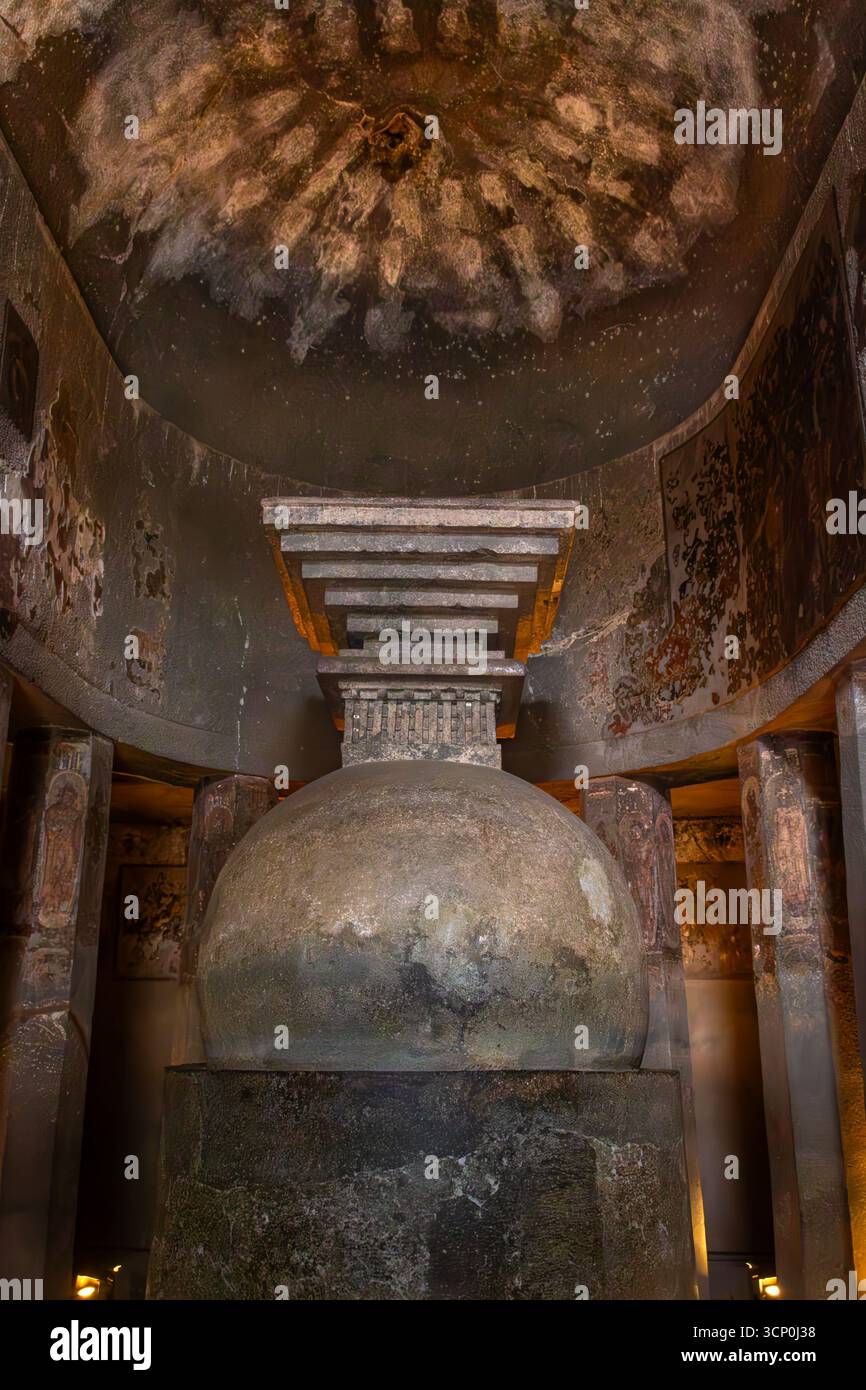 Ancient Buddhist Chaitya Hall with Stupa Stock Photo - Alamy