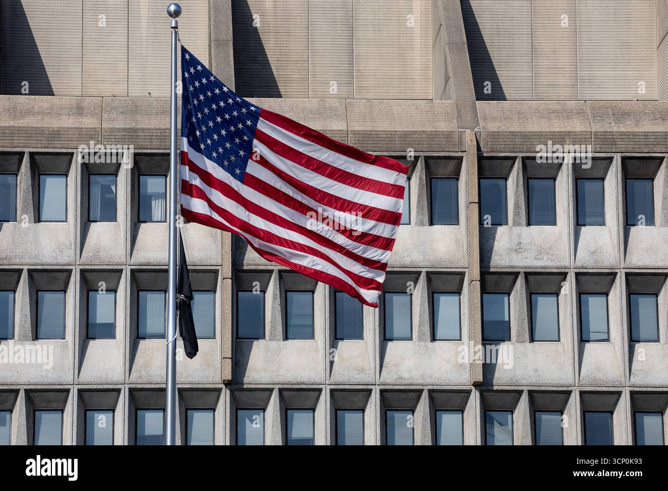 The U.S. flag is seen outside Health and Human Services Dept. headquarters in Washington, D.C ...