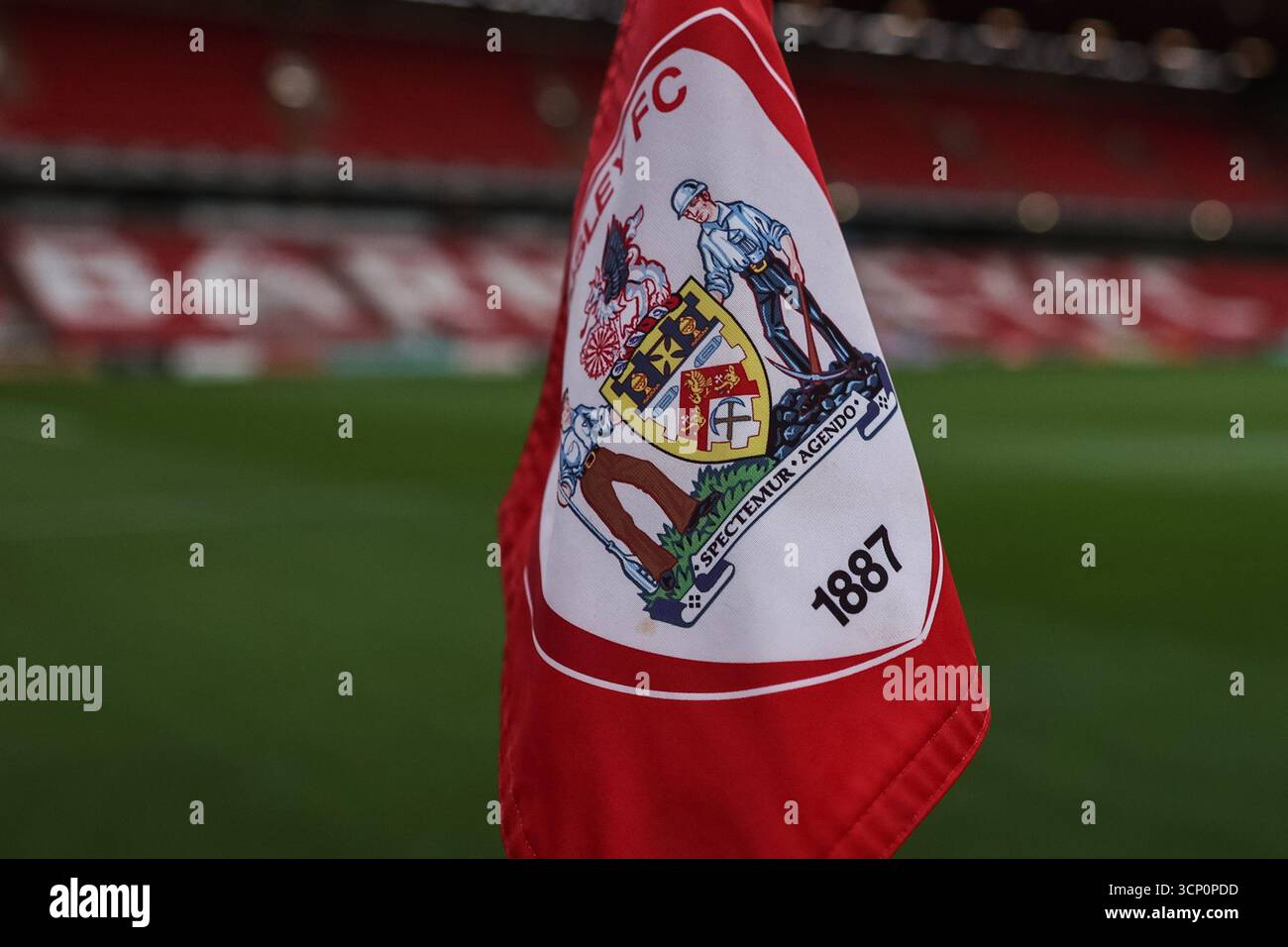 A corner flag at Oakwell during the Carabao Cup Round 3 match Barnsley ...