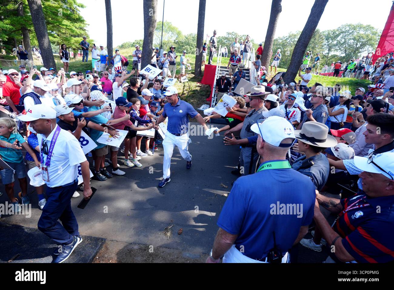 Bryson DeChambeau of Team United States with spectators at the Bethpage ...