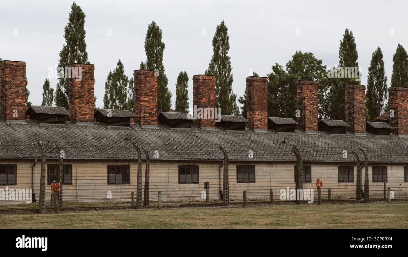 Explore the somber landscape of Auschwitz Birkenau, Poland, featuring ...