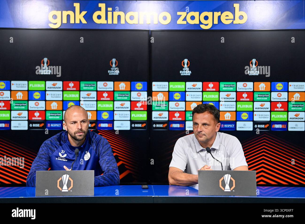GNK DInamo player Josip Misic and head coach Mario Kovacevic during ...
