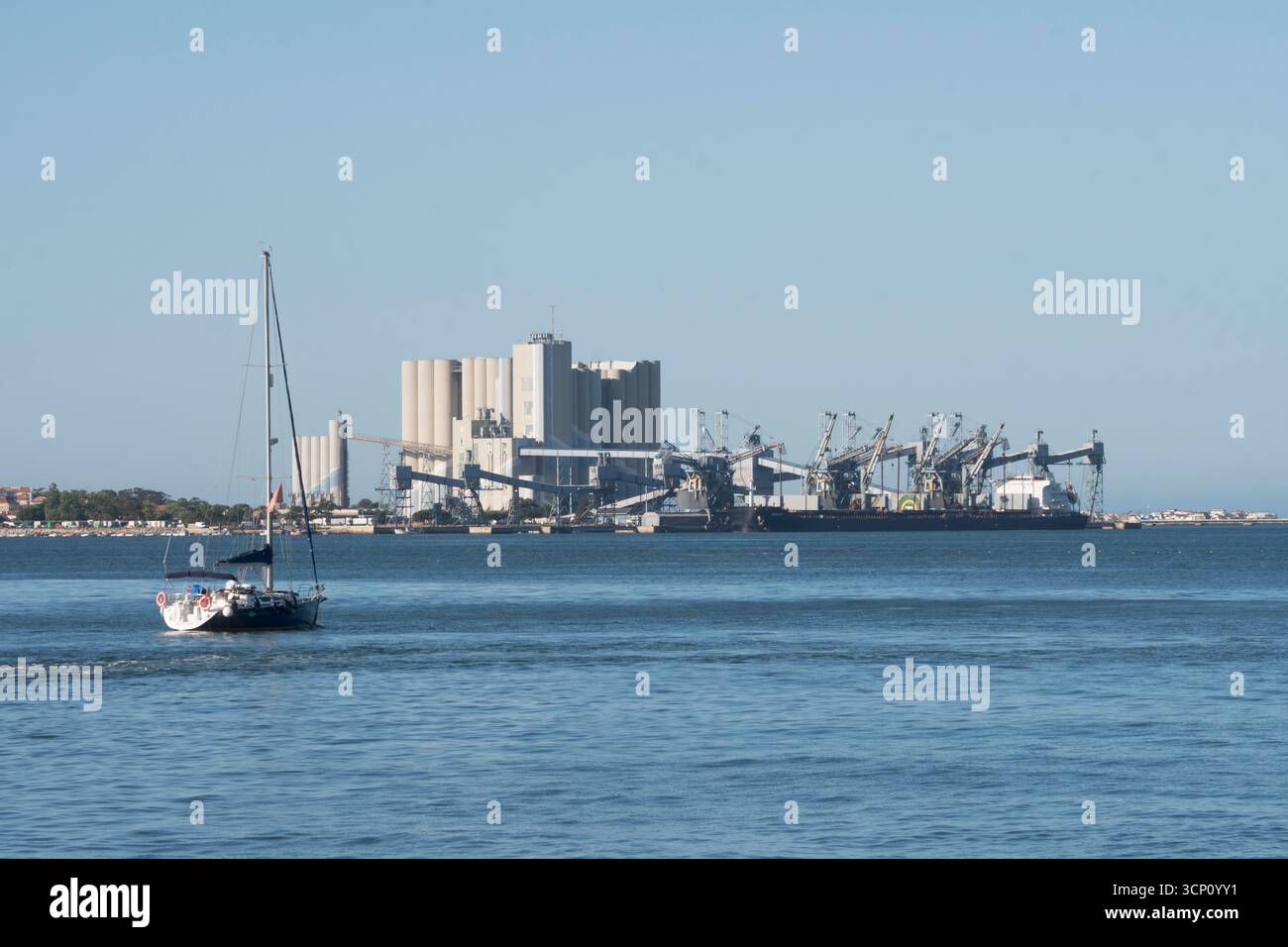 The bulk carrier Aeolos moored at the Trafaria Port Terminal on the ...