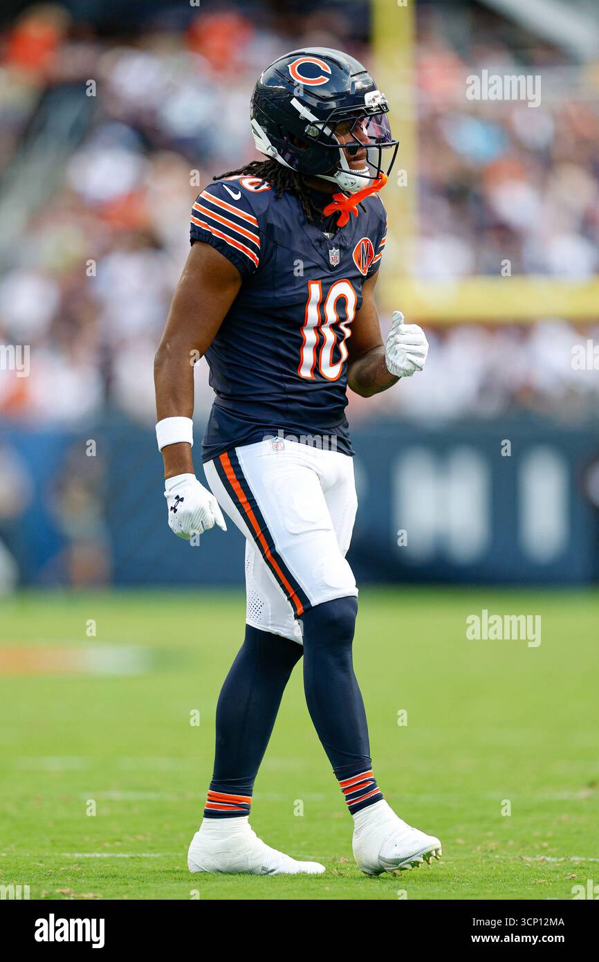 Chicago Bears wide receiver Luther Burden III (10) walks on the field ...