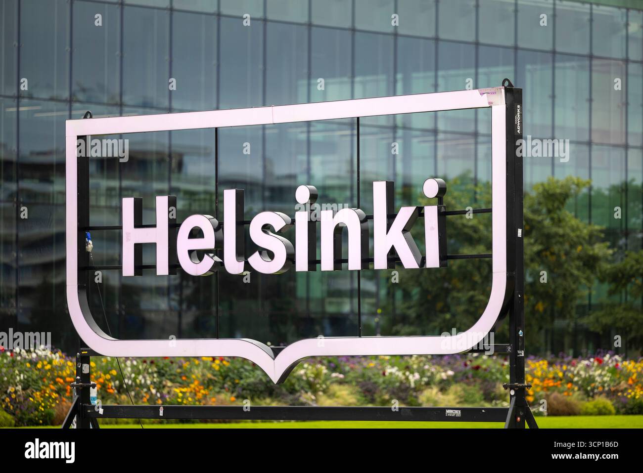 Massive "Helsinki" -sign standing in front of city Music center on ...