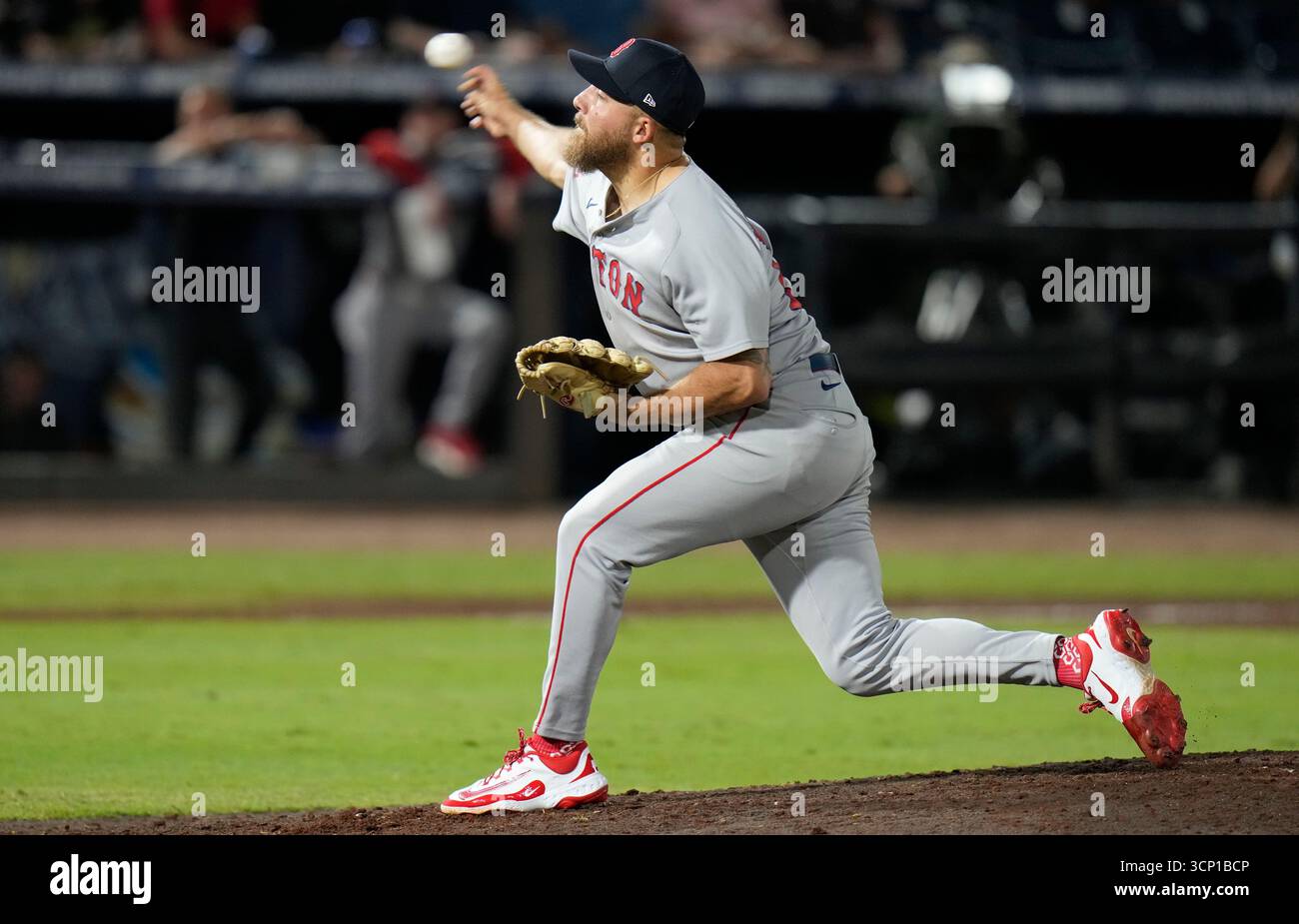 Boston Red Sox pitcher Greg Weissert against the Tampa Bay Rays during ...