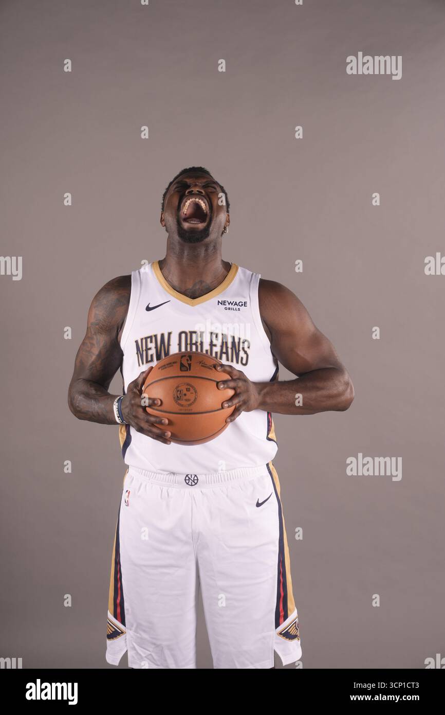 New Orleans Pelicans forward Zion Williamson poses for a photo during ...