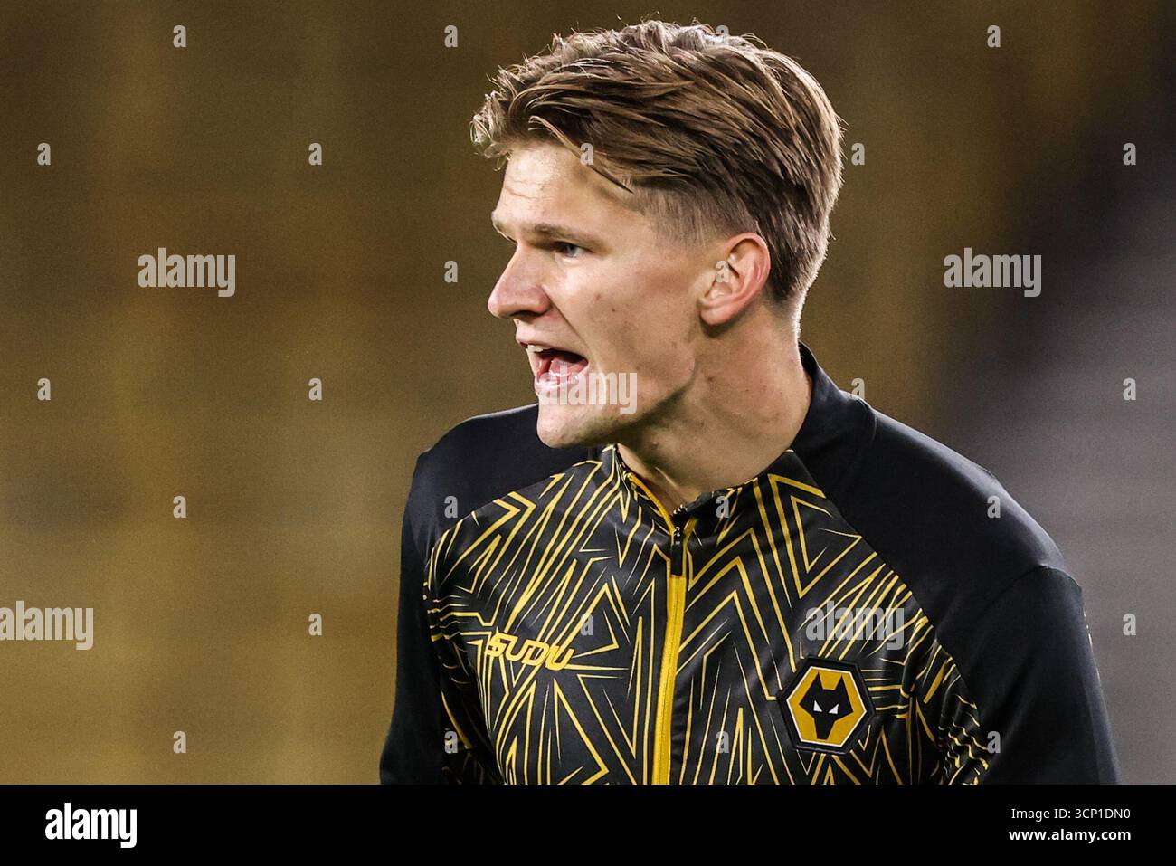 David Møller Wolfe of Wolverhampton Wanderers in the pregame warmup session during the Carabao ...