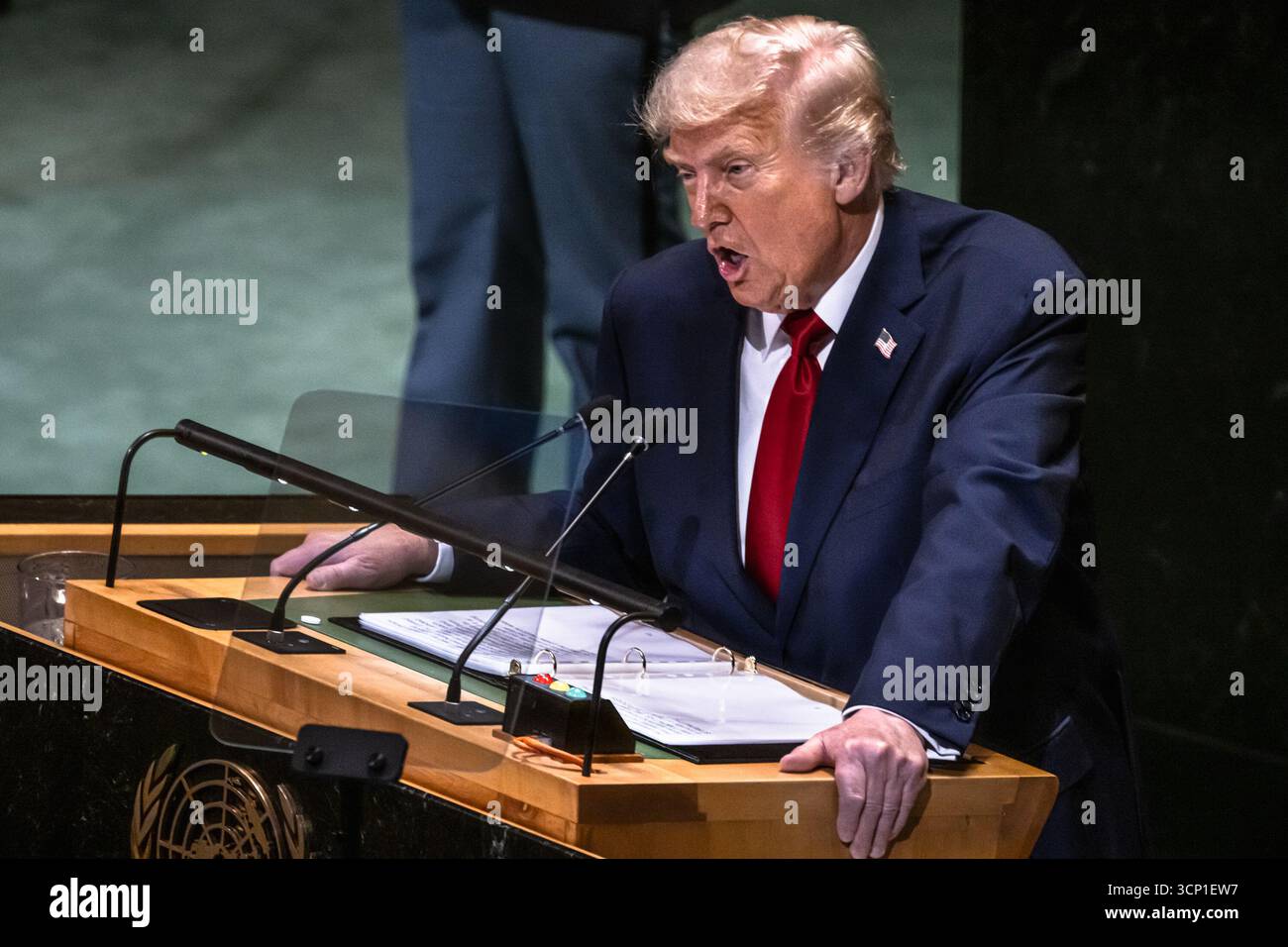 President Donald J Trump speaks at the 8oth Session of the UN General Assembly, at the UN ...