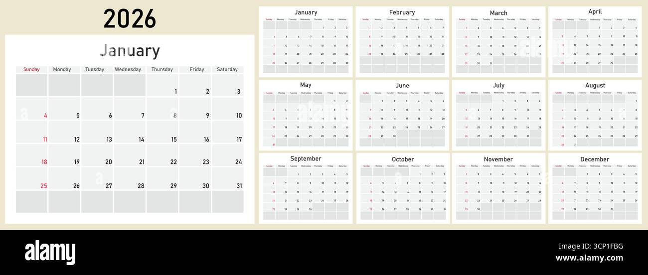 2026 calendar design february highlighted hi-res stock photography and ...