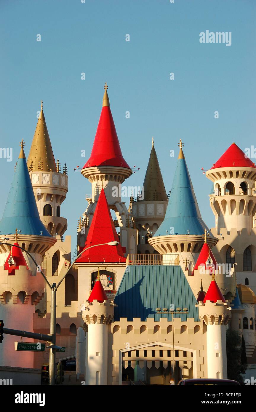 Colorful castle-style towers of the Excalibur Hotel and Casino in Las ...