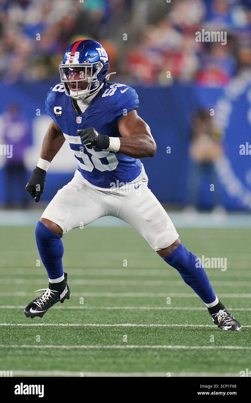 New York Giants inside linebacker Bobby Okereke (58) during an NFL ...
