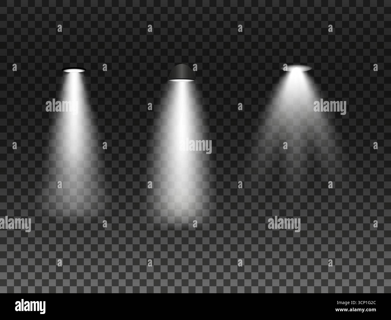 Three Dramatic Spotlights Shine Down In A Dark Background For Stage ...