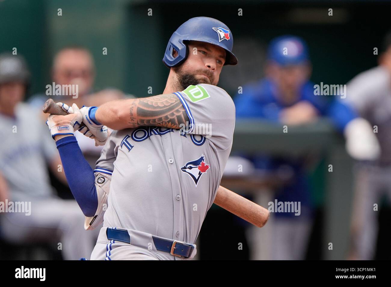 Toronto Blue Jays right fielder Nathan Lukes bats during the fifth ...