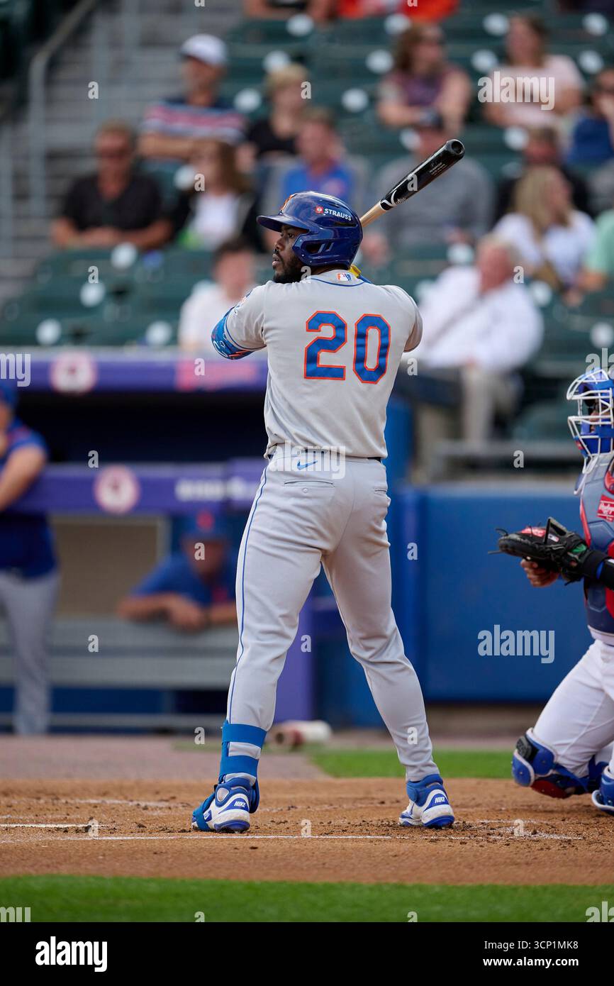 Syracuse Mets Luis De Los Santos (20) bats during an MiLB International ...