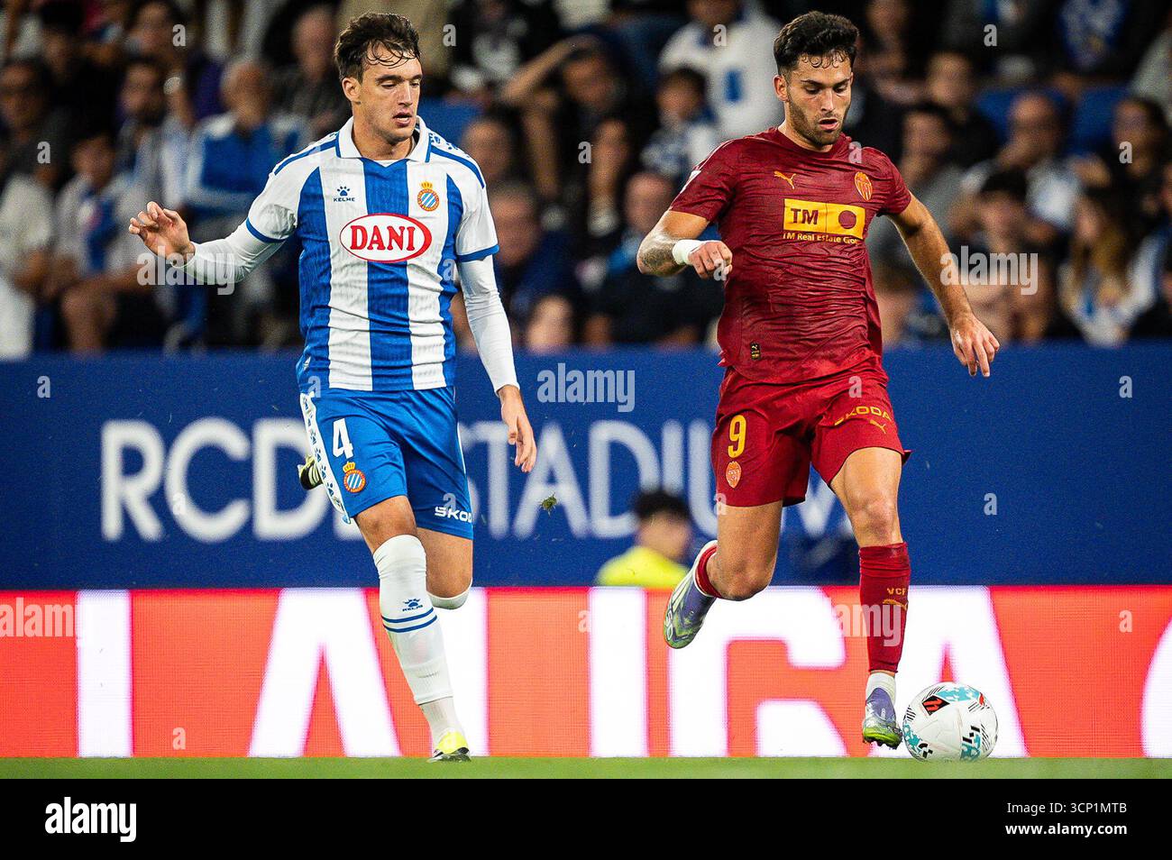 Pablo RAMON of Espanyol Barcelona and Hugo DURO of FC Valencia during ...