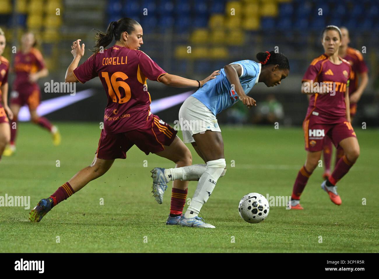 Alice Corelli of AS Roma competes for the ball with Carina Baltrip ...