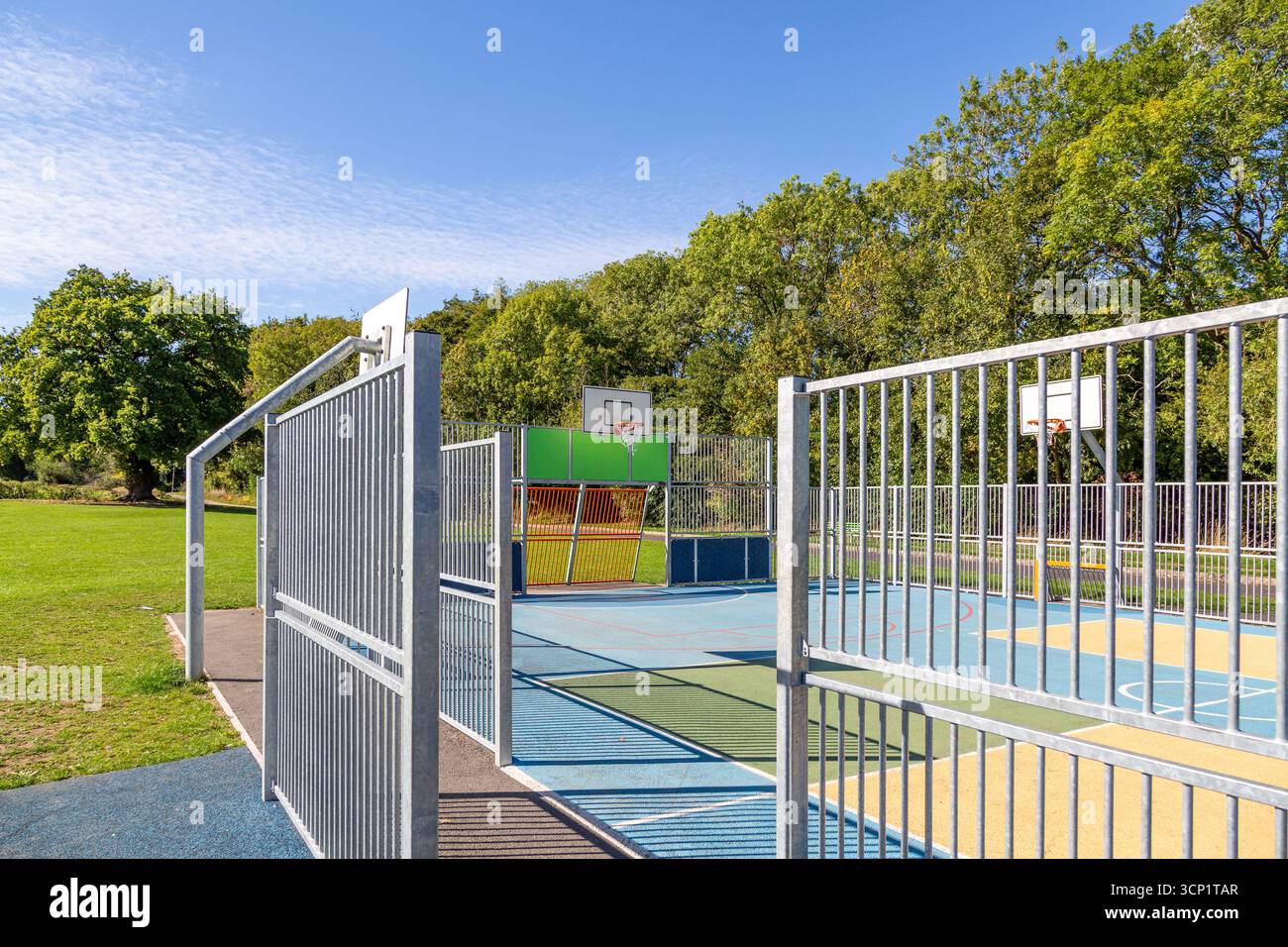 Outdoor kids playground with basketball nets Stock Photo - Alamy