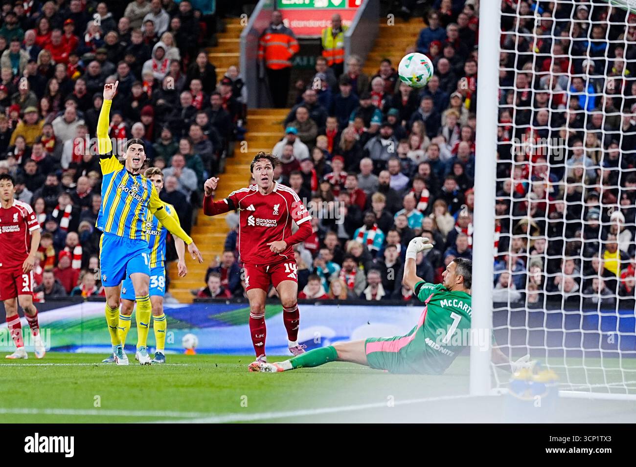 Liverpool's Federico Chiesa scores their side's second goal of the game ...