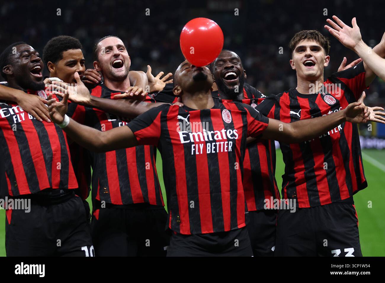 Christopher Nkunku of Ac Milan celebrates after scoring a goal during ...