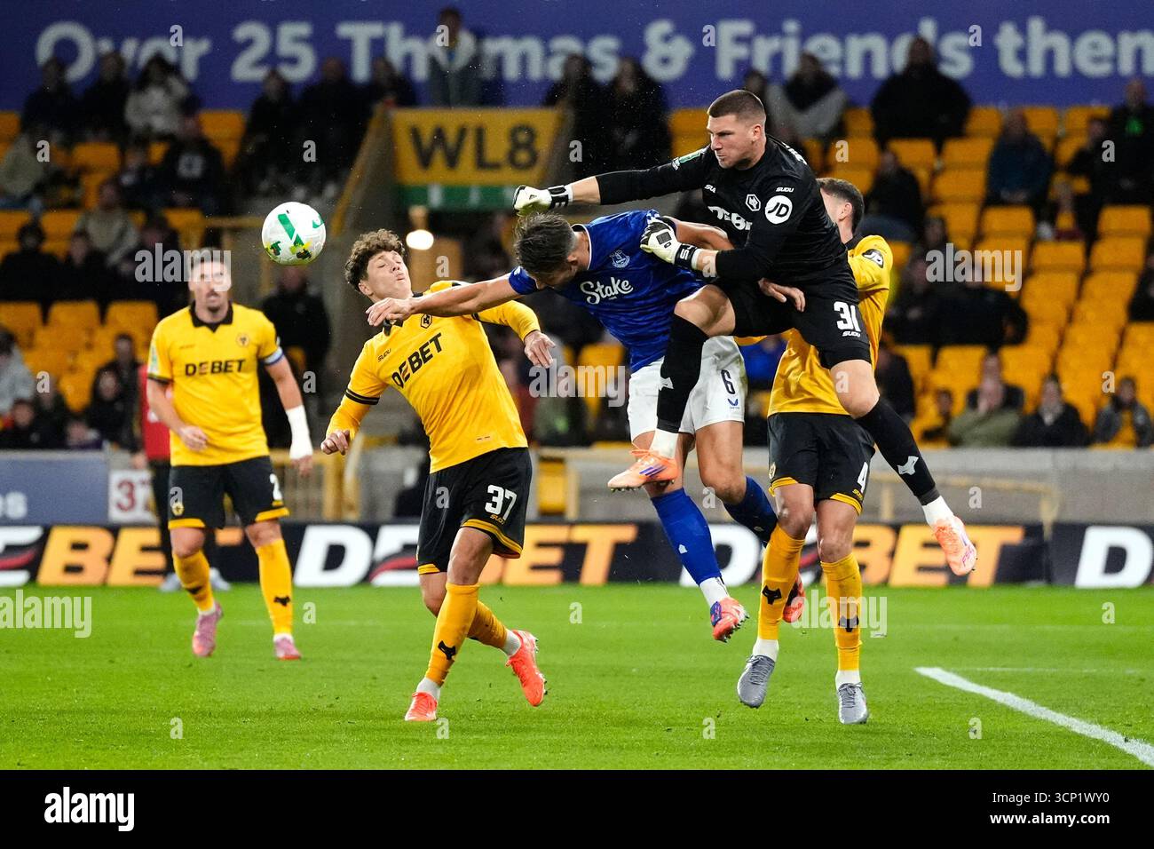 Wolverhampton Wanderers goalkeeper Sam Johnstone clears the ball from ...