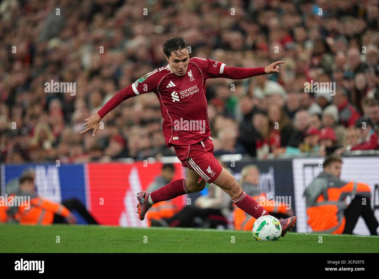 Liverpool's Federico Chiesa controls the ball during the English League ...