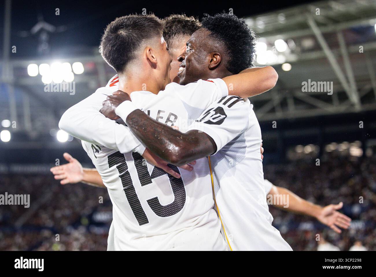 Vinicius Junior (Jr) of Real Madrid celebrate his goal with teammates ...