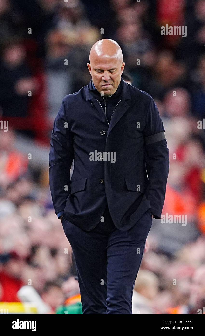 Liverpool manager Arne Slot on the touchline during the Carabao Cup ...