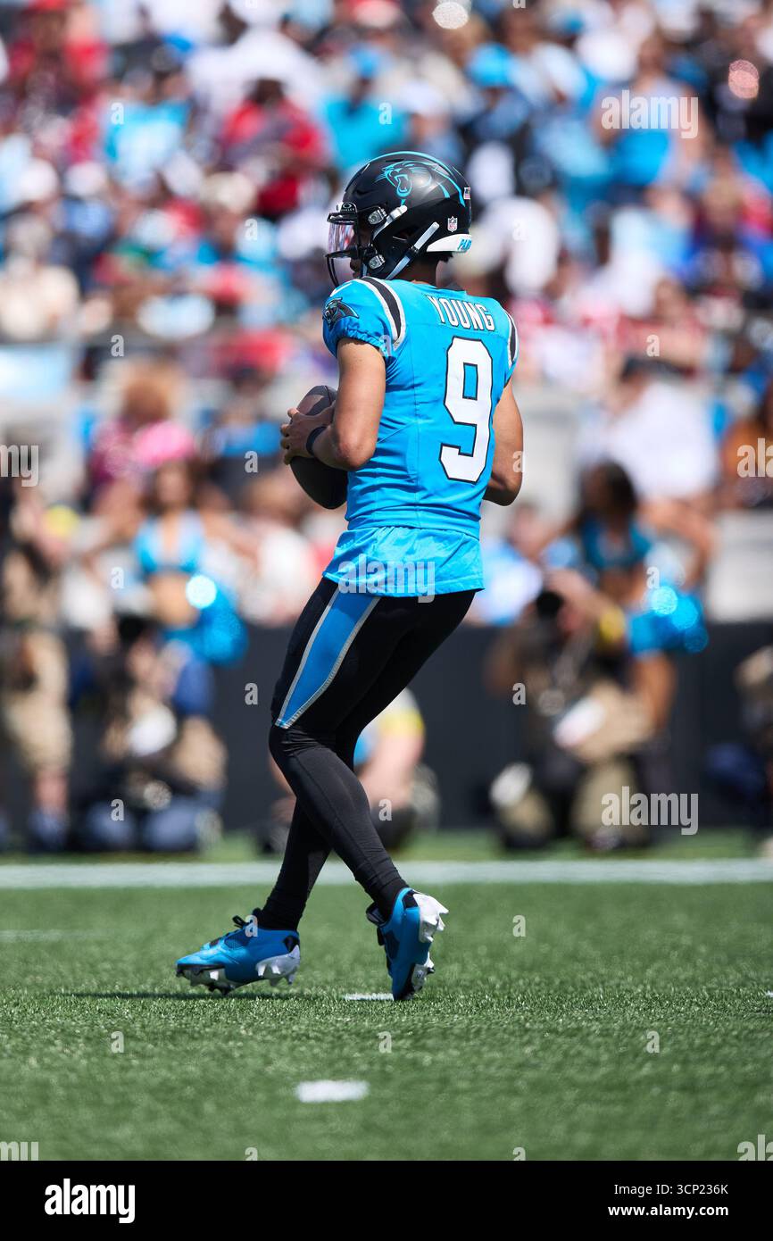 Carolina Panthers quarterback Bryce Young (9) drops back to pass during ...