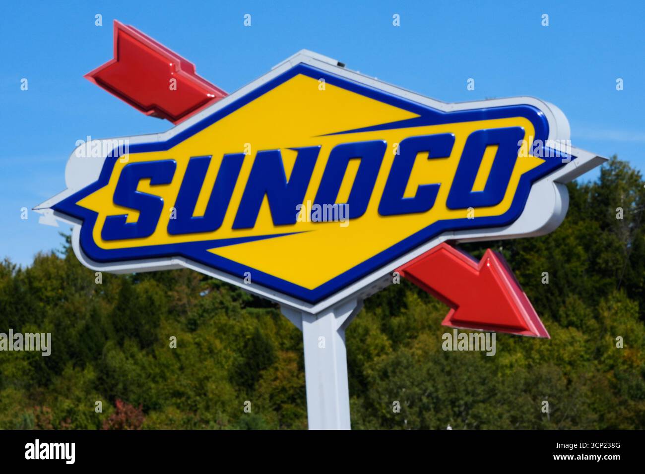 A Sunoco sign at New Hampshire Motor Speedway, Sunday, Sept. 21, 2025 ...