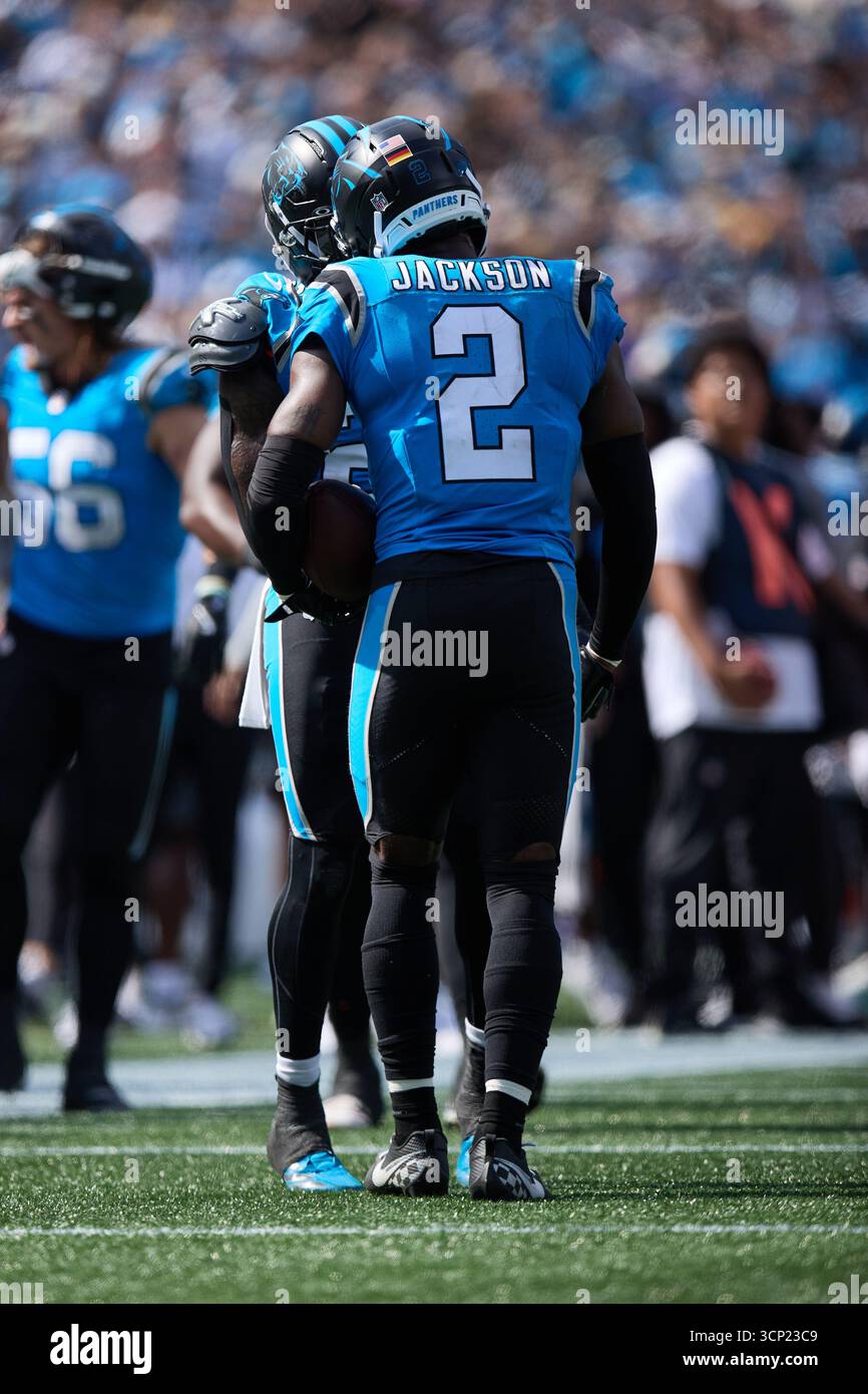 Carolina Panthers cornerback Mike Jackson (2) celebrates with teammate ...