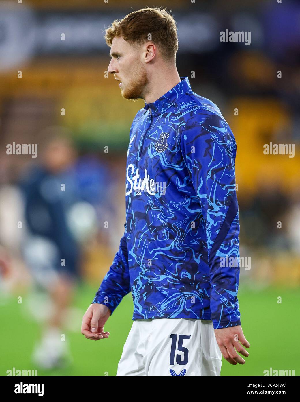 15, Jake O'Brien of Everton at warm up during the Carabao Cup Third ...