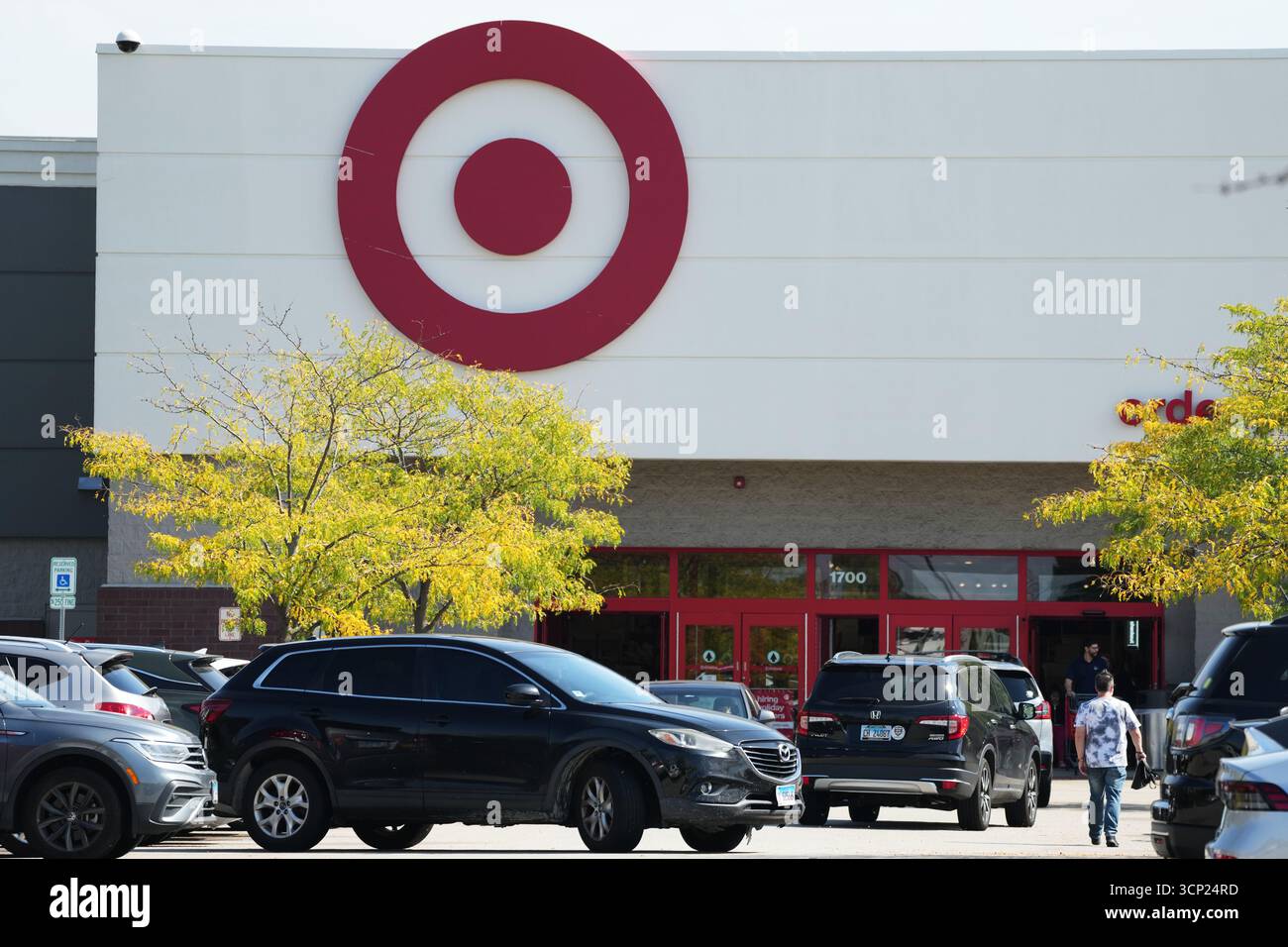 A Target sign is shown on the front of a Target Store in Arlington ...