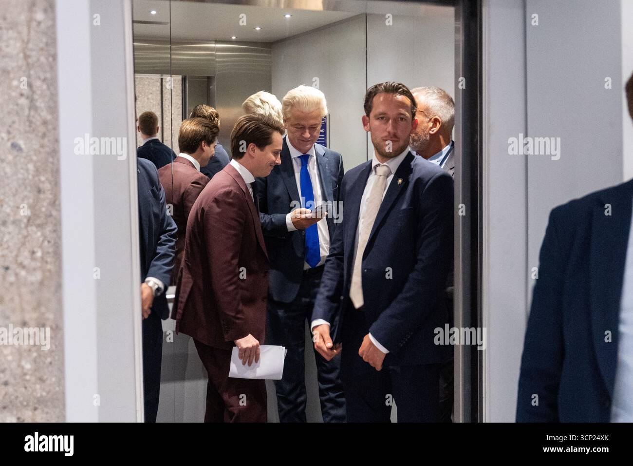 DEN HAAG, NETHERLANDS - SEPTEMBER 23: Geert Wilders (PVV) in the elevator leaving during the ...
