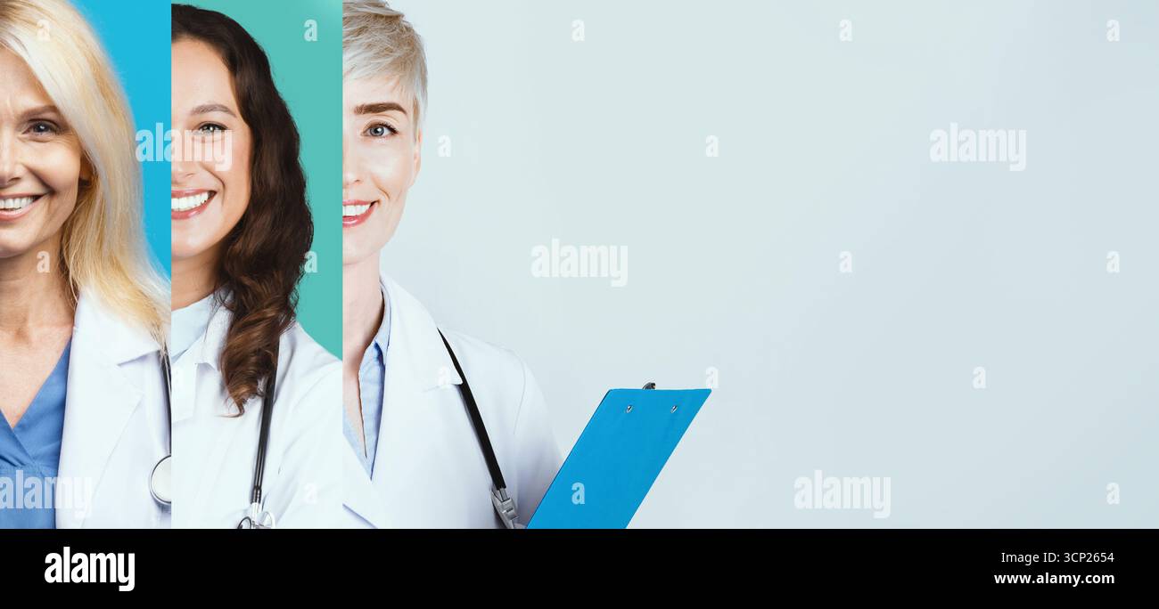 Collage Showing Diverse Medical Professionals Working in Healthcare ...