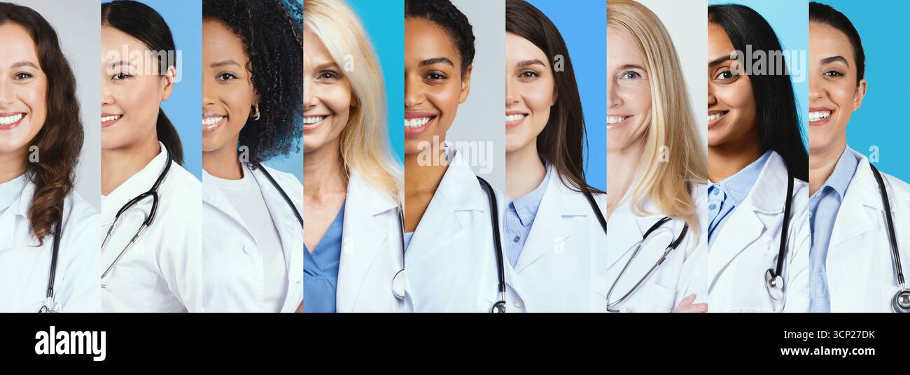 Collage of Diverse Doctors Showcasing Medical Professionals in White ...