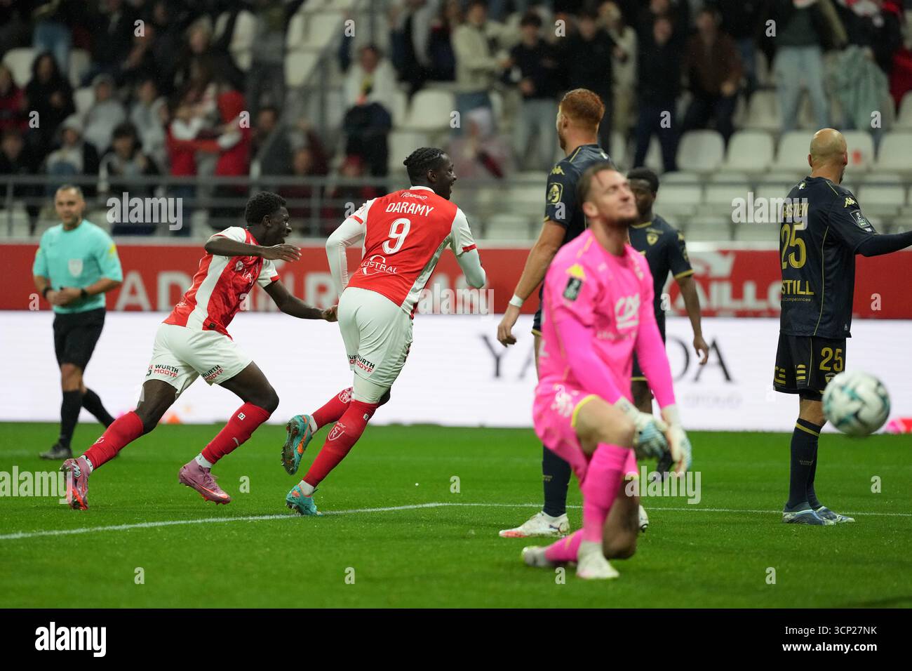09 Mohamed DARAMY (sdr) during the Ligue 2 BKT match between Reims and ...