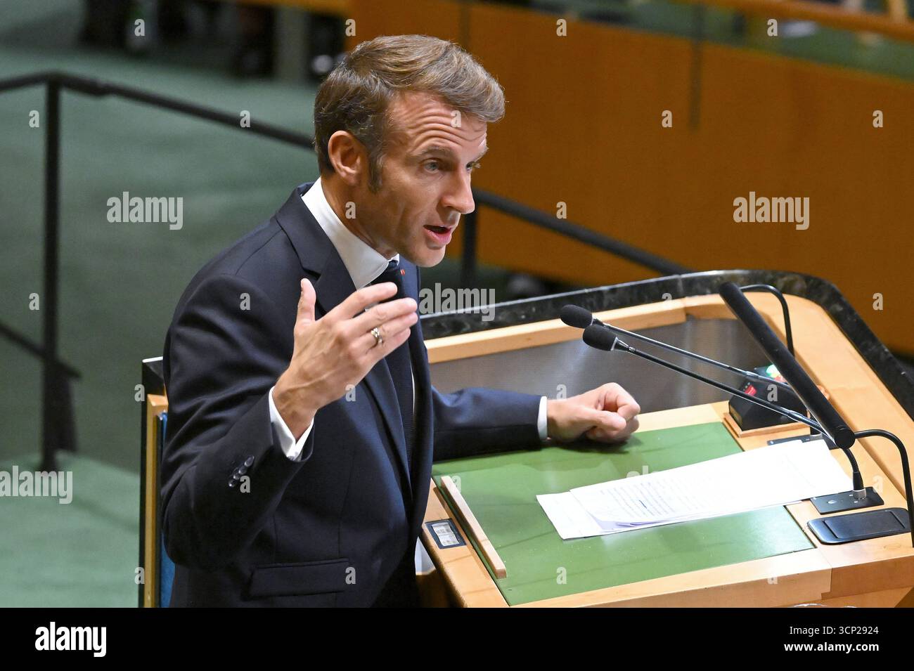 Emmanuel Macron, President of France, addresses the 80th session of the ...