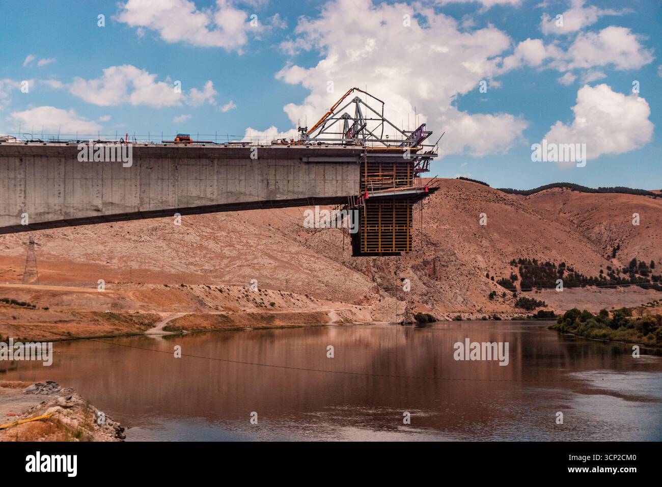 Construction of a bridge over Euphrates (Firat) river under the Ataturk ...