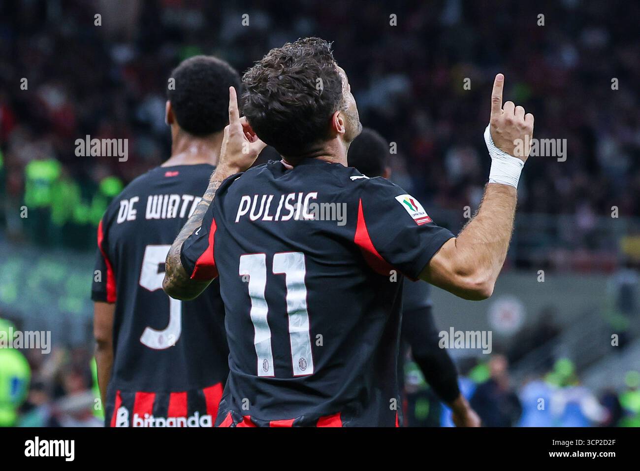 Christian Pulisic of AC Milan celebrates after scoring a goal during ...