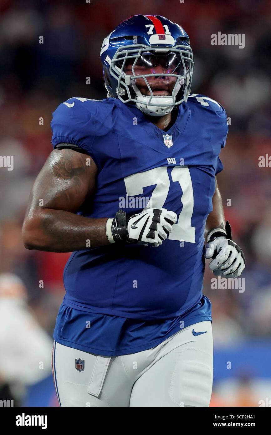 New York Giants guard Marcus Mbow (71) in action against the Kansas ...