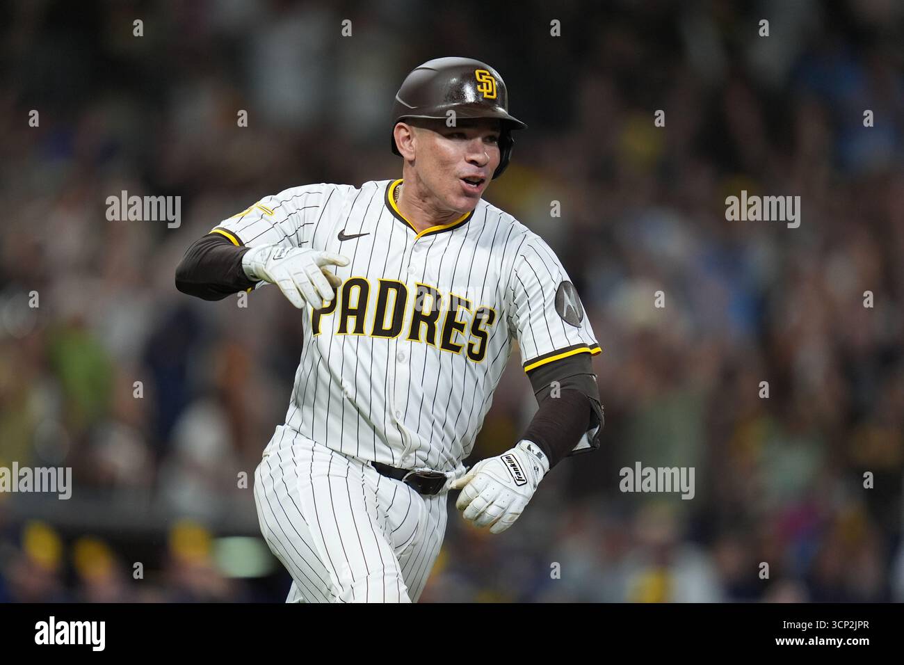 San Diego Padres' Freddy Fermin celebrates after hitting a walk off RBI ...