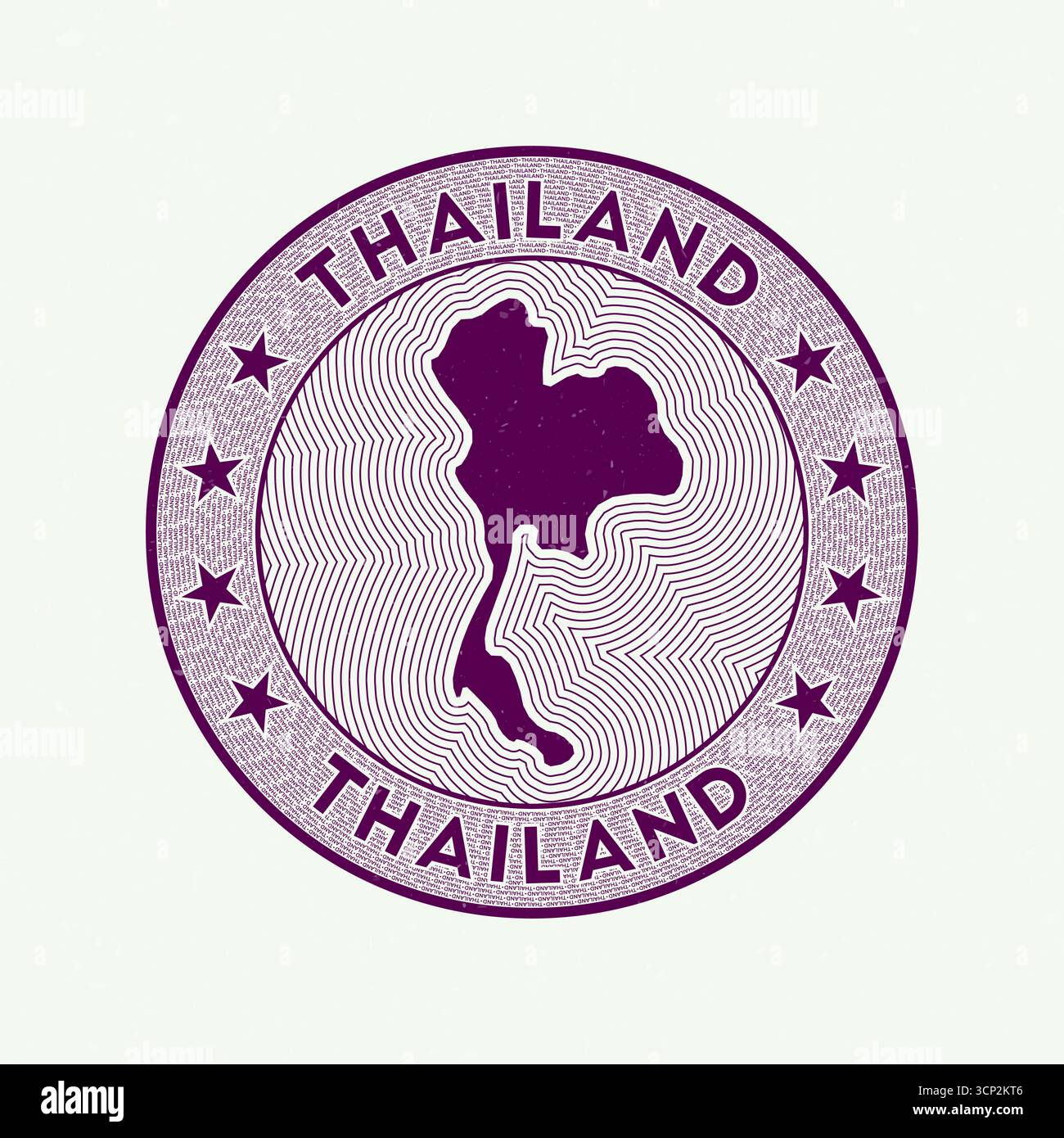Thailand round badge vector. Country round stamp with shape of Thailand ...