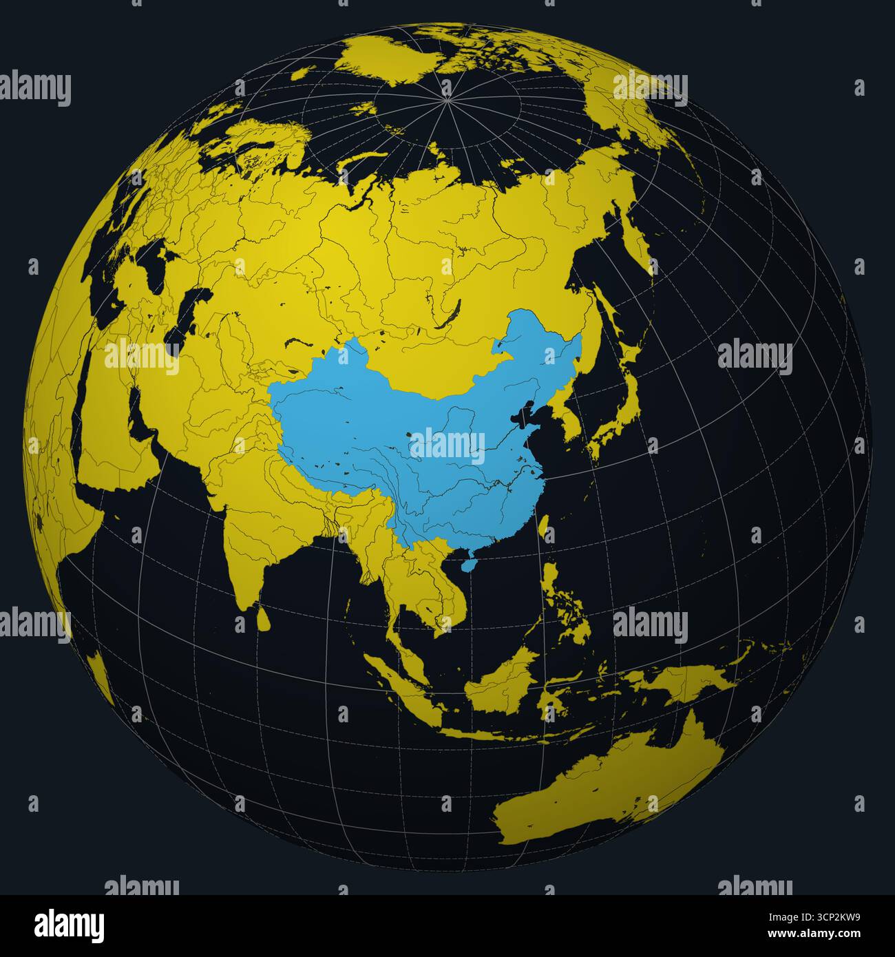 People's Republic of China on Globe. Country view on the world map in ...