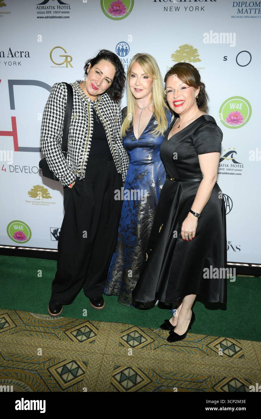 Evie Evangelou (C) and Nevila Dudaj (R) attends Fashion 4 Development's ...