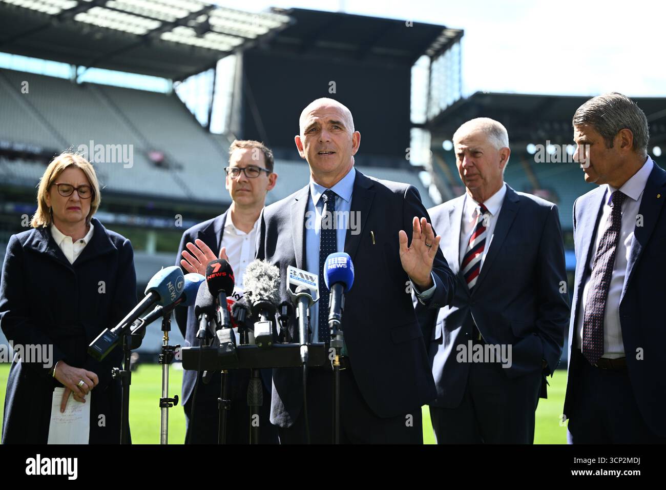 Melbourne Cricket Club CEO Stuart Fox speaks during an announcement at ...